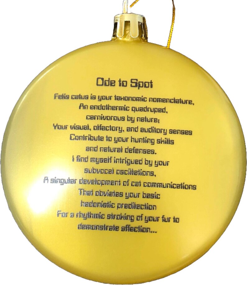 Star Trek ‘ode to Spot’ Flat Gold Ball Christmas Ornament - Etsy