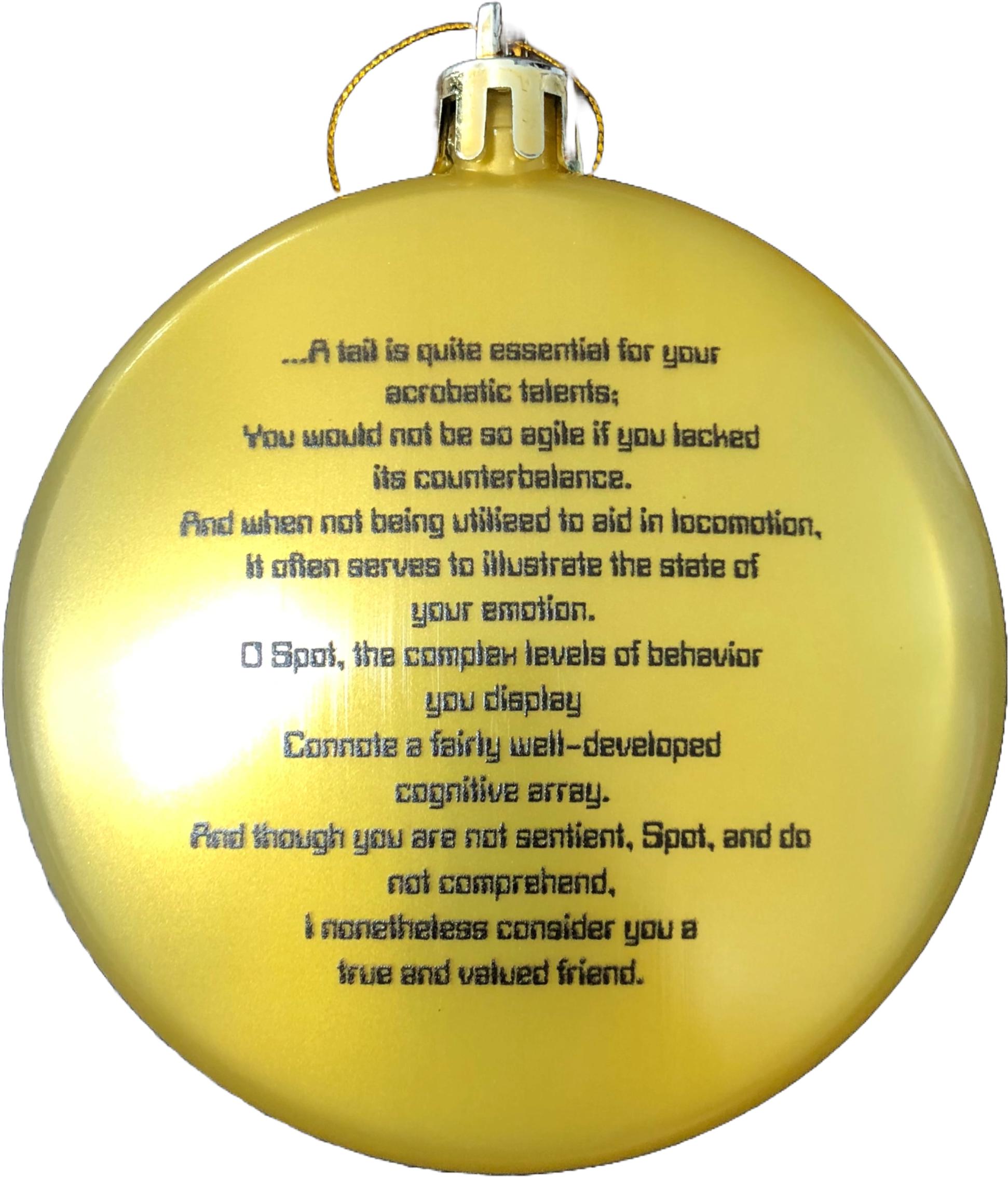 Star Trek ‘ode to Spot’ Flat Gold Ball Christmas Ornament - Etsy