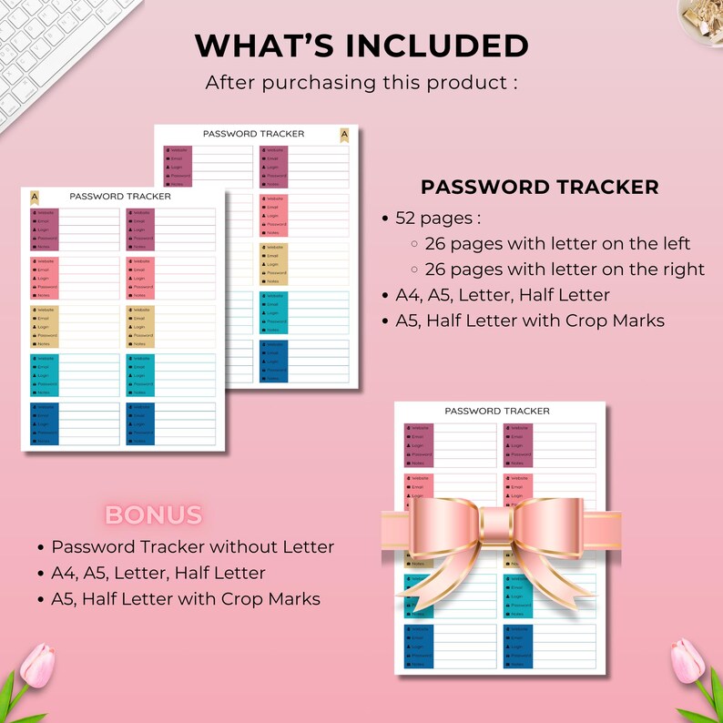 Alphabetized Password Keeper - Password Log & Planner With Tabs ...