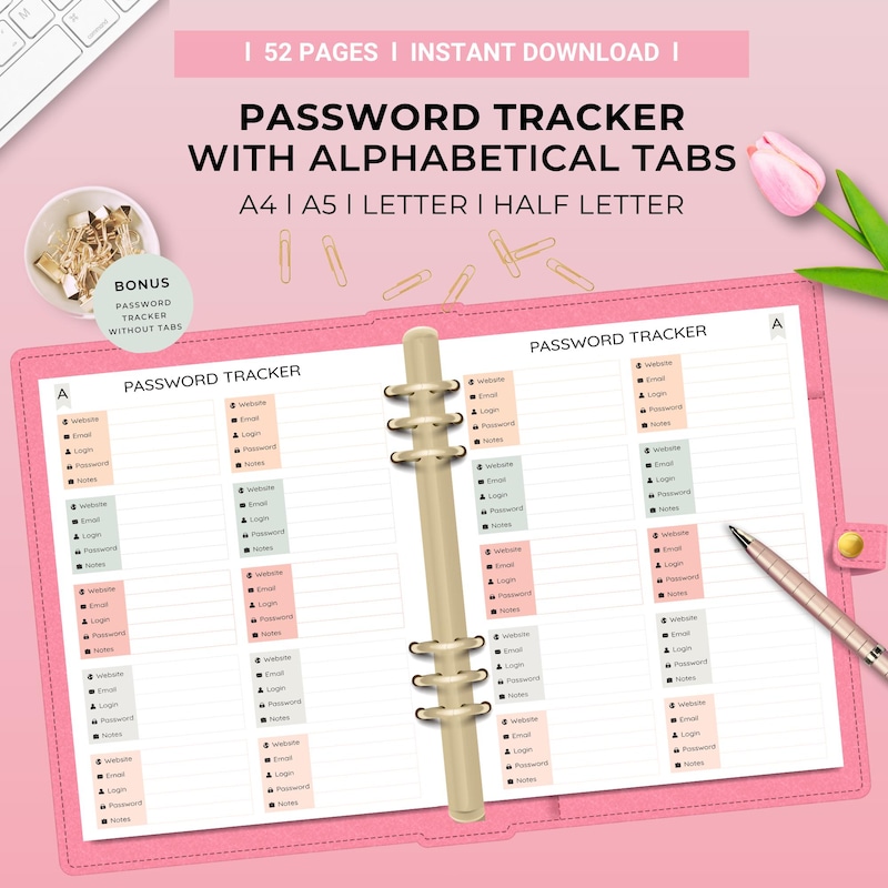 Refillable Password Book - Etsy