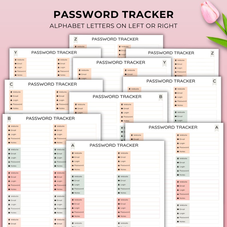 Password Book With Tabs, Password Tracker With Alphabetical Index ...