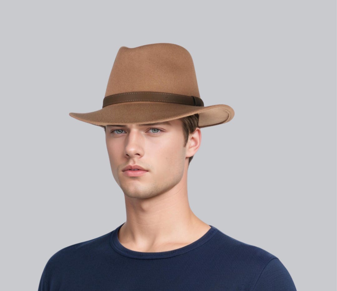 Camel Fedora Hat Classic Wide Brim Trilby Fedora Unisex Indiana Jones ...