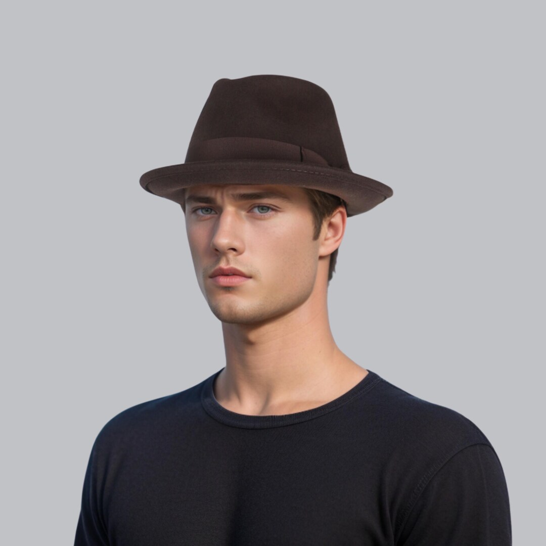 Trilby Hat, Vintage 1950s Style Brown Wool Trilby Hat unisex Fedora ...