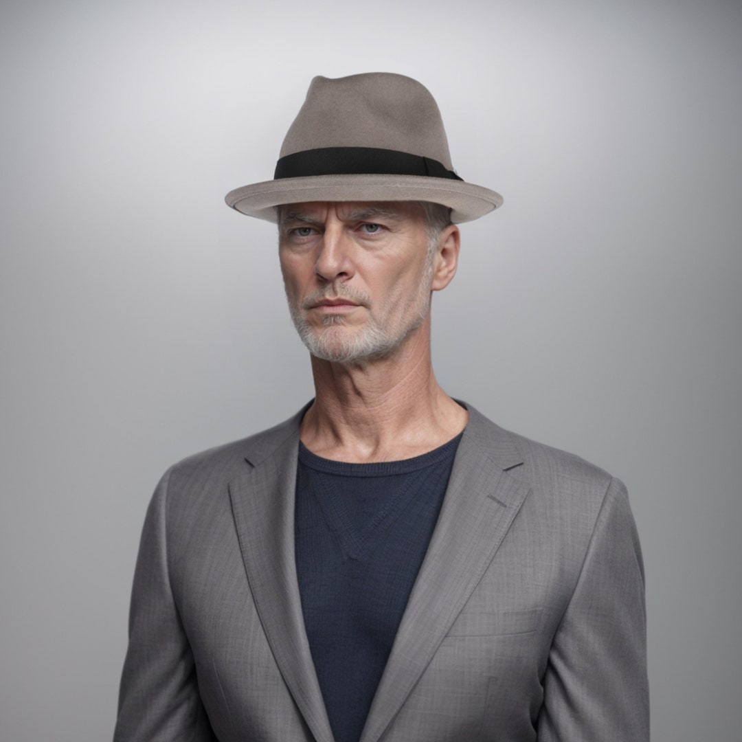 Wool Trilby Hat Vintage 1950s Wool Fedora Hat Unisex Grey Trilby ...