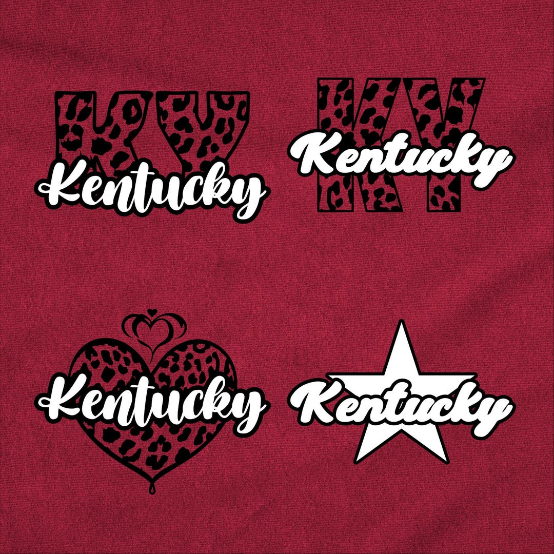 Kentucky SVG Bundle Leopard Print Letters, Heart and Star Designs for ...