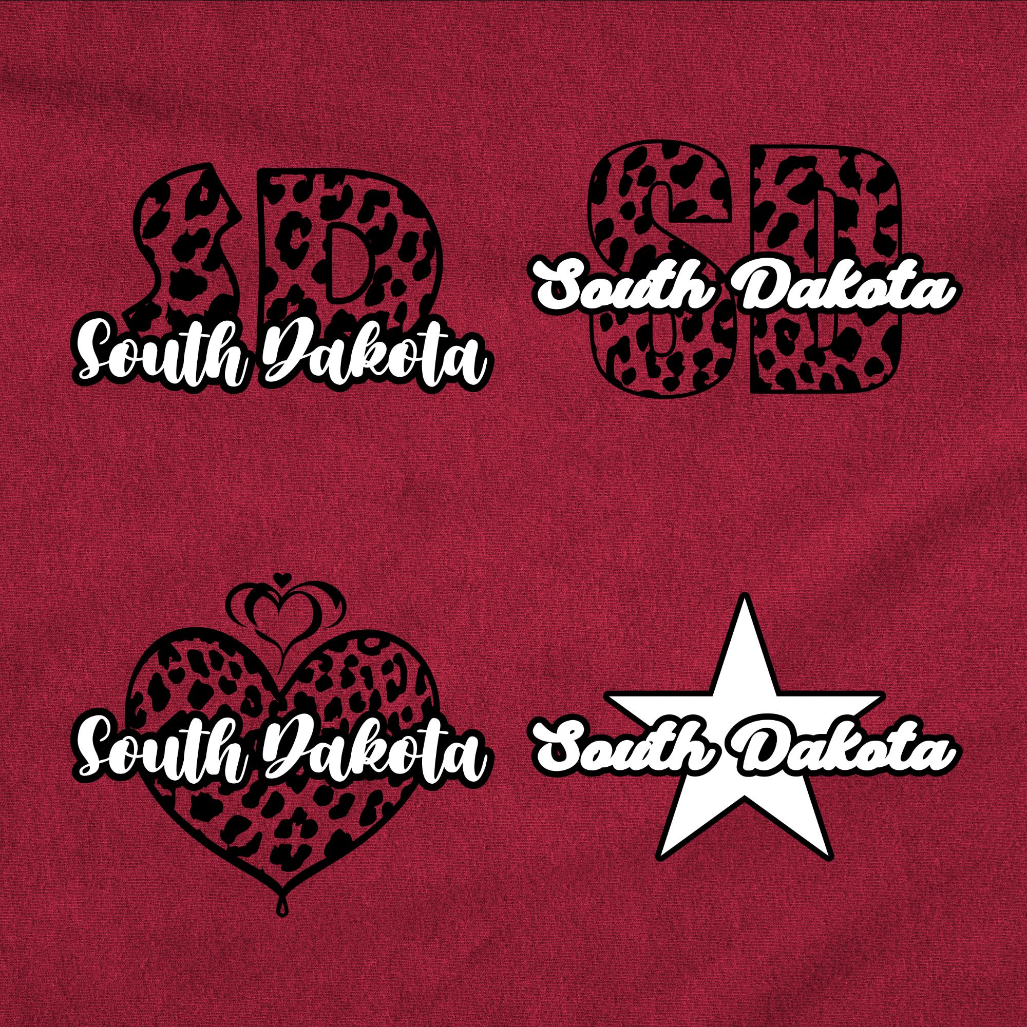 South Dakota SVG Bundle Leopard Print Letters, Heart and Star Designs ...
