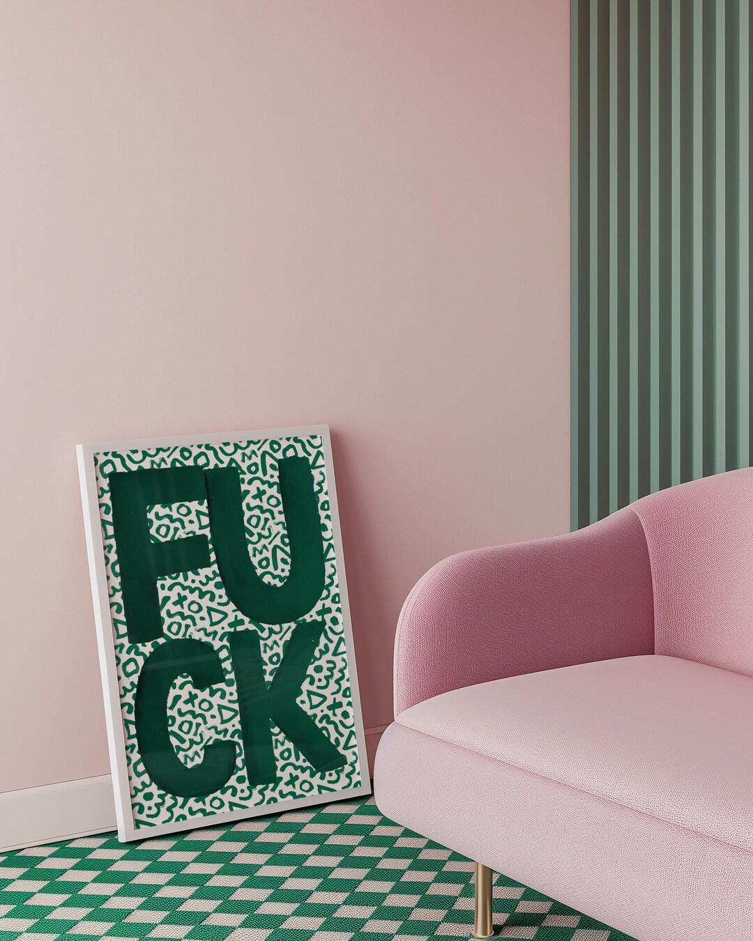 Geometric Swear Word Art Print: Green Typography Poster - Digital ...
