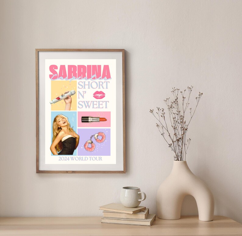 Sabrina Carpenter 2024 Tour Poster Merch Short N Sweet Fun Digital Art ...