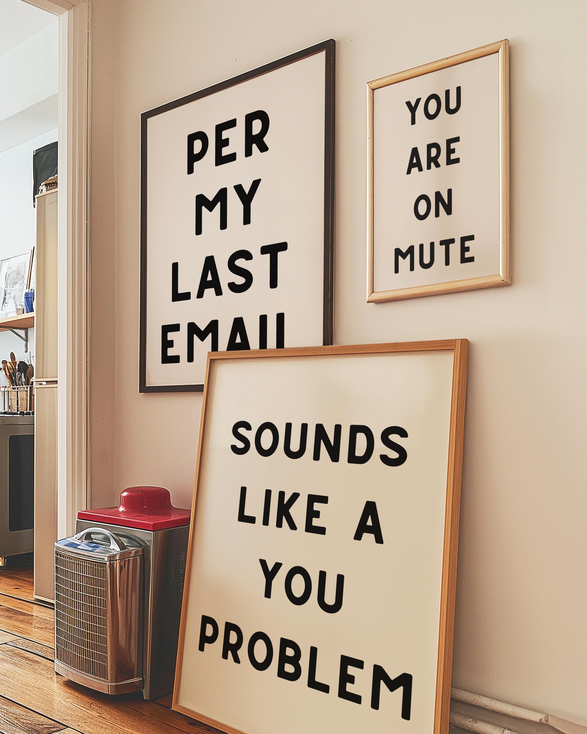 Funny Office Gallery Wall Art Set: Minimalist Work Prints (digital ...