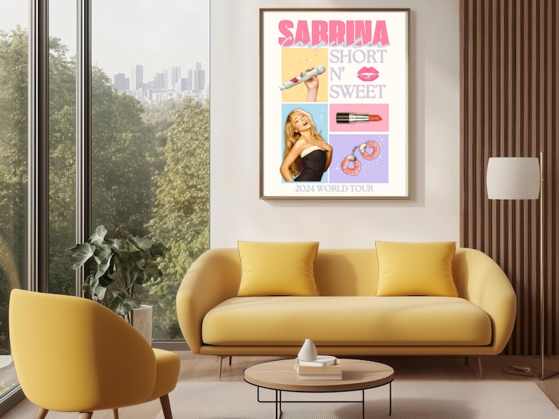 Sabrina Carpenter 2024 Tour Poster Merch Short N Sweet Fun Digital Art ...