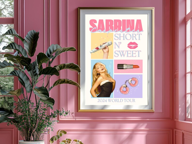 Sabrina Carpenter 2024 Tour Poster Merch Short N Sweet Fun Digital Art ...