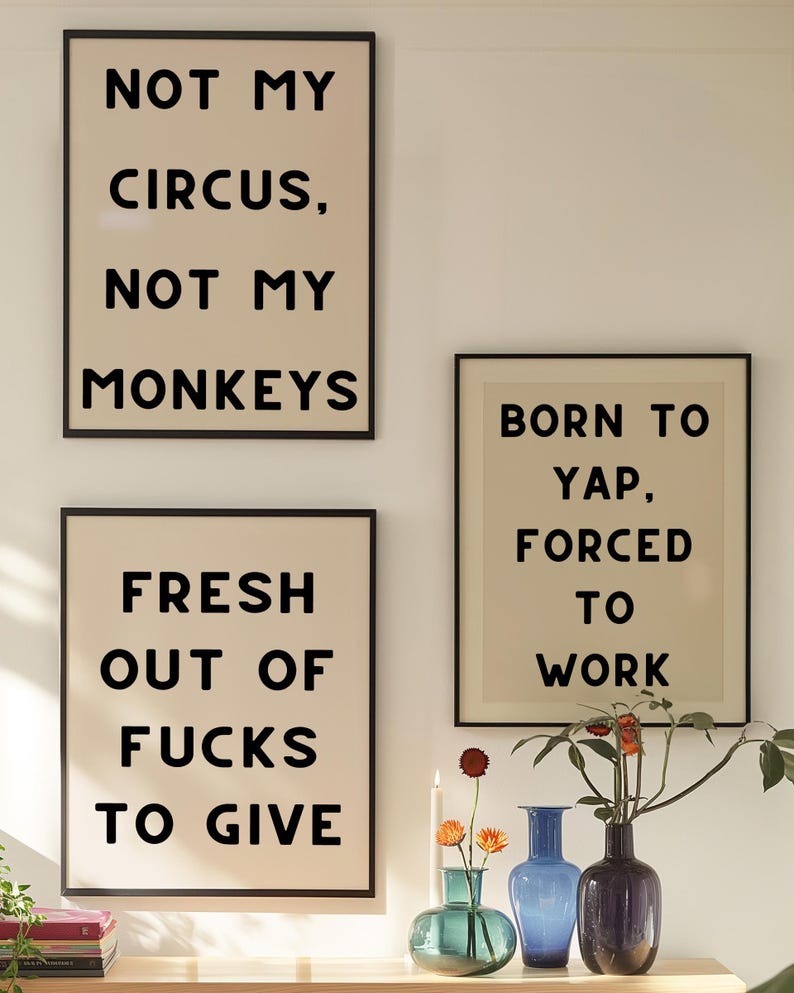 Funny Office Wall Art Set: Minimalist Corporate Humor Prints (digital ...