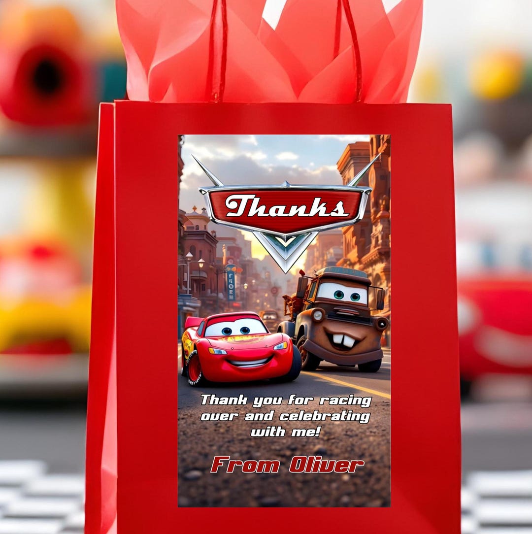 Editable Cars Birthday Favor Tags: Lightning Mcqueen, Mater Gift Tags ...