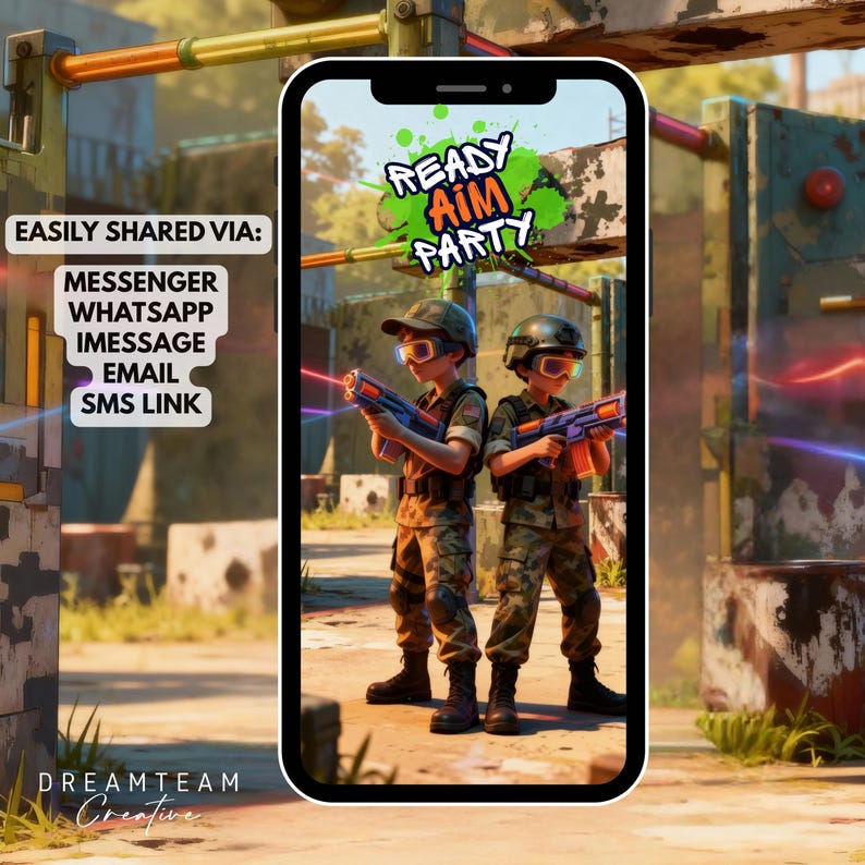Army Laser Tag Arcade Birthday Video Invitation | Military Gamer Party ...
