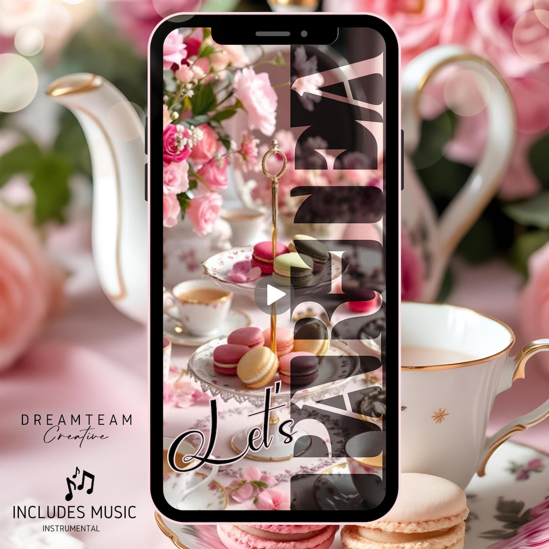 Pink High Tea Birthday Video Invitation: Animated Tea Par-tea Evite ...