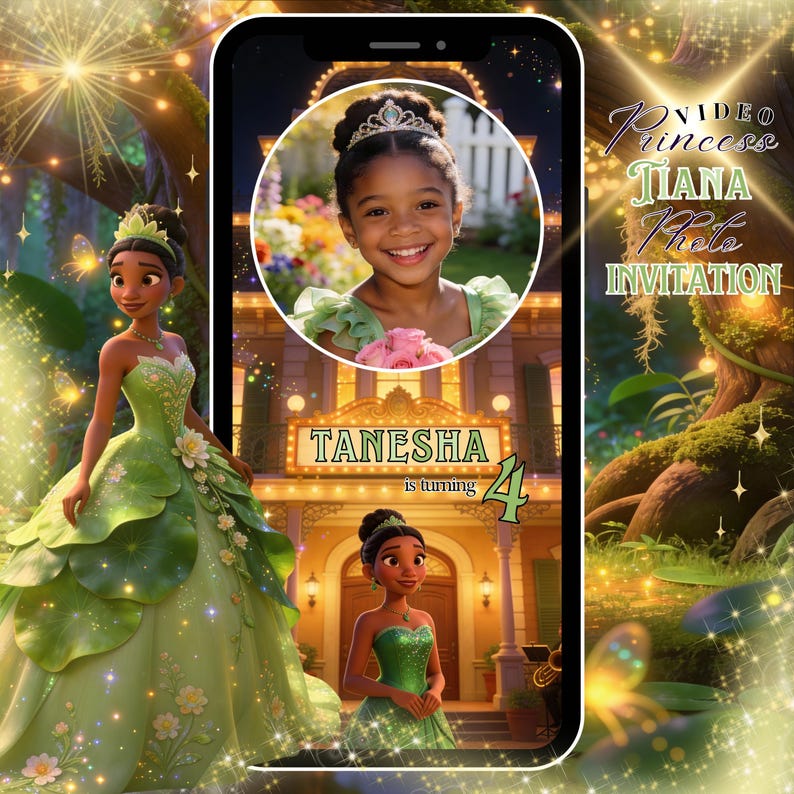 Princess Tiana Video Invitation: African American Princess & the Frog ...