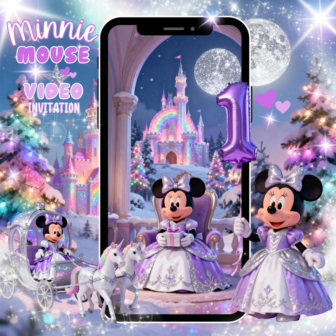Minnie Winter Onederland Video Invitation: Princess First Birthday (MP4 ...