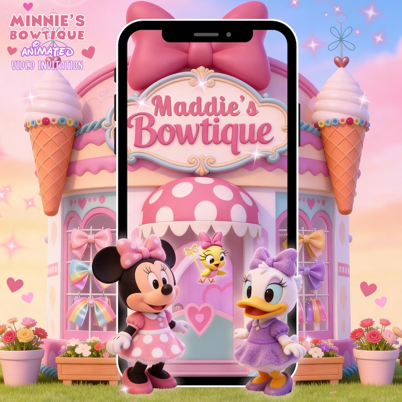 Minnie Bowtique Birthday Invitation Editable Daisy Duck Invite Digital ...