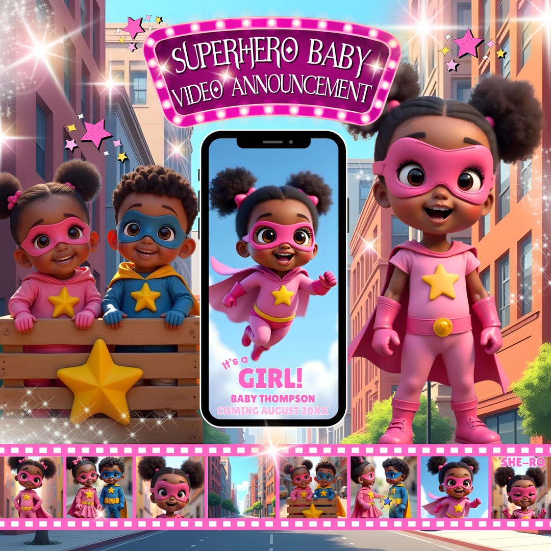 African American Superhero Girl Gender Reveal Video Announcement: It's ...