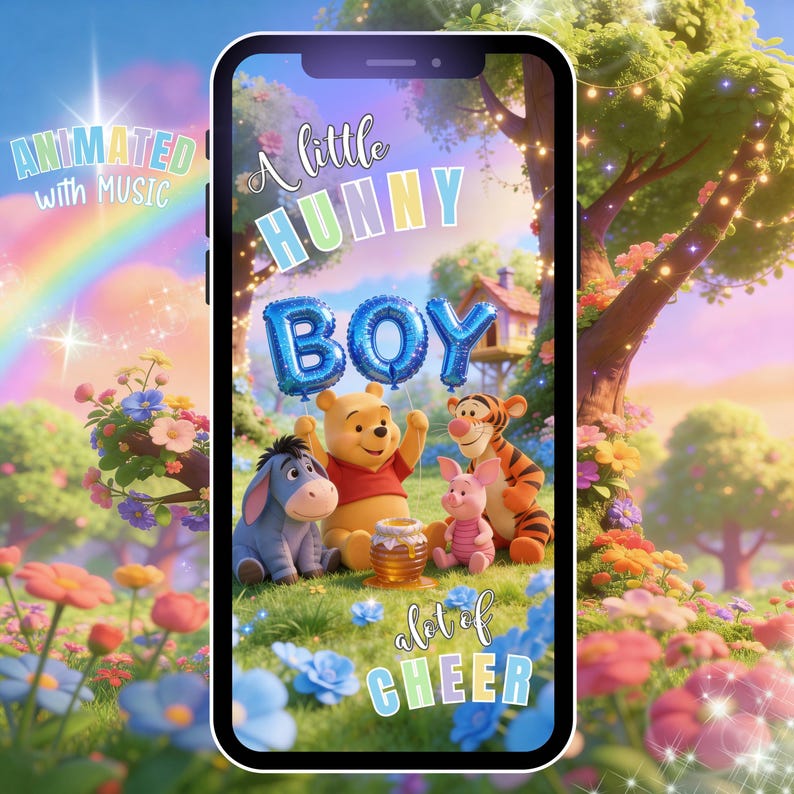 Pooh Bear Boy Baby Shower Video Invitation: Animated Winnie the Pooh ...