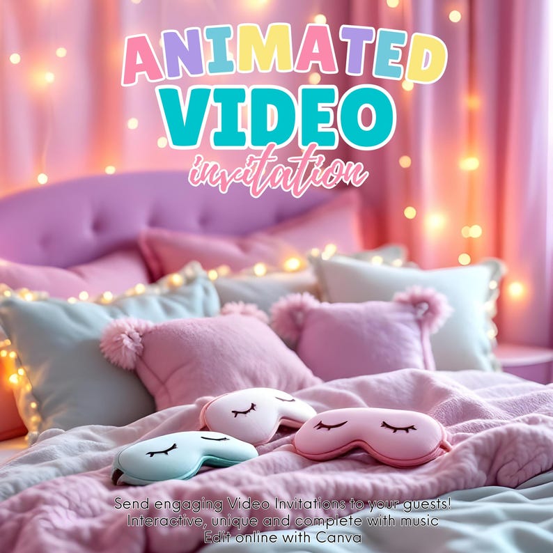 Sleep Over Birthday Video Invitation: Animated Slumber Party Evite (MP4 ...