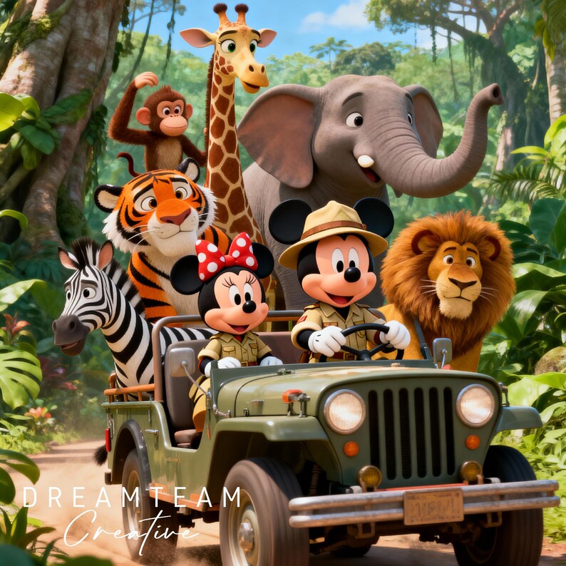 Mickey Mouse Safari Birthday Video Photo Invitation: Animated Minnie ...