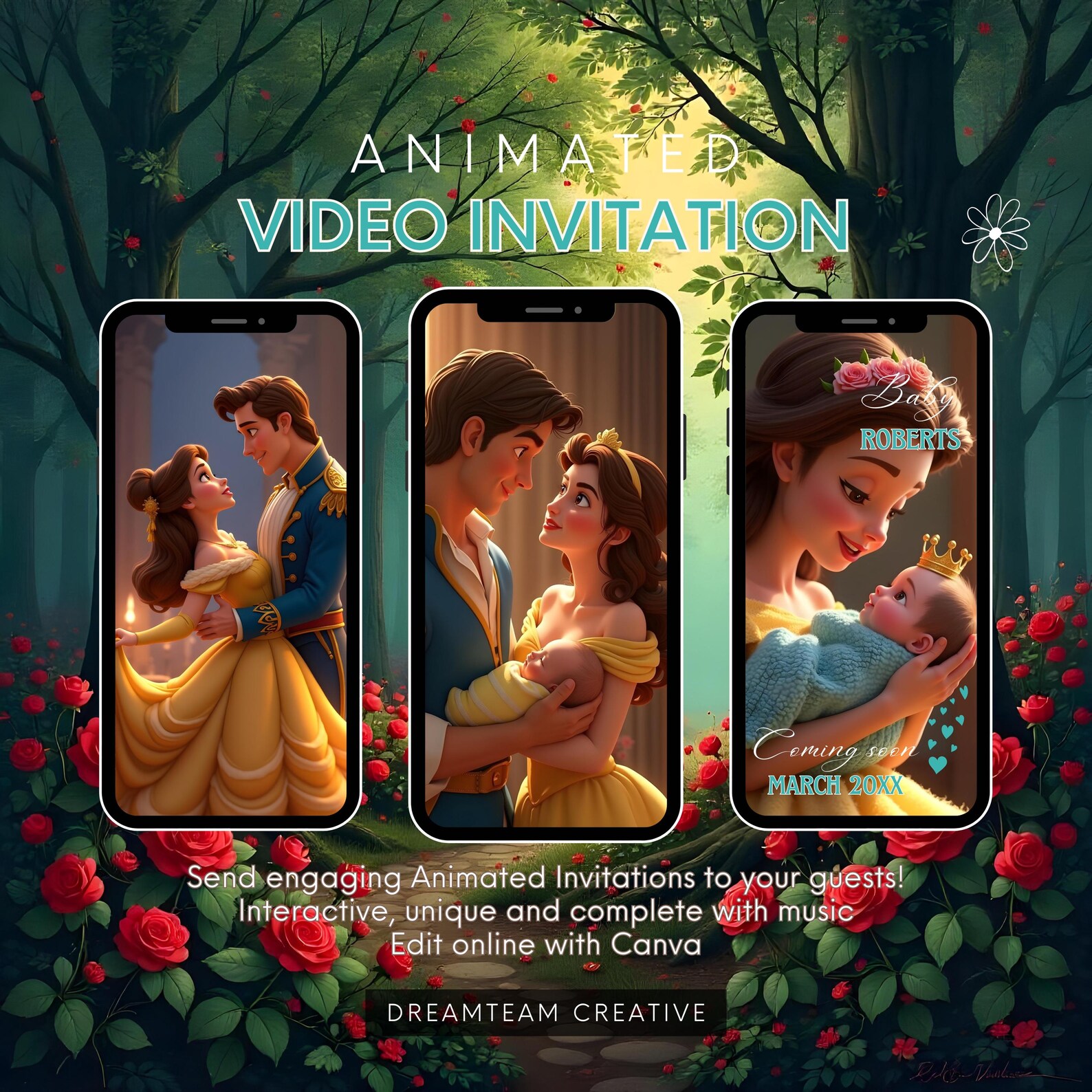 Beauty and the Beast Gender Reveal Video: Princess Belle Baby Boy ...