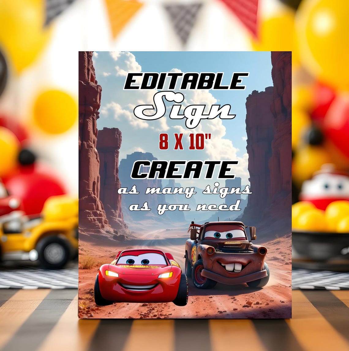 CARS Welcome Sign Instant DOWNLOAD Cars Birthday Welcome Sign Lightning ...