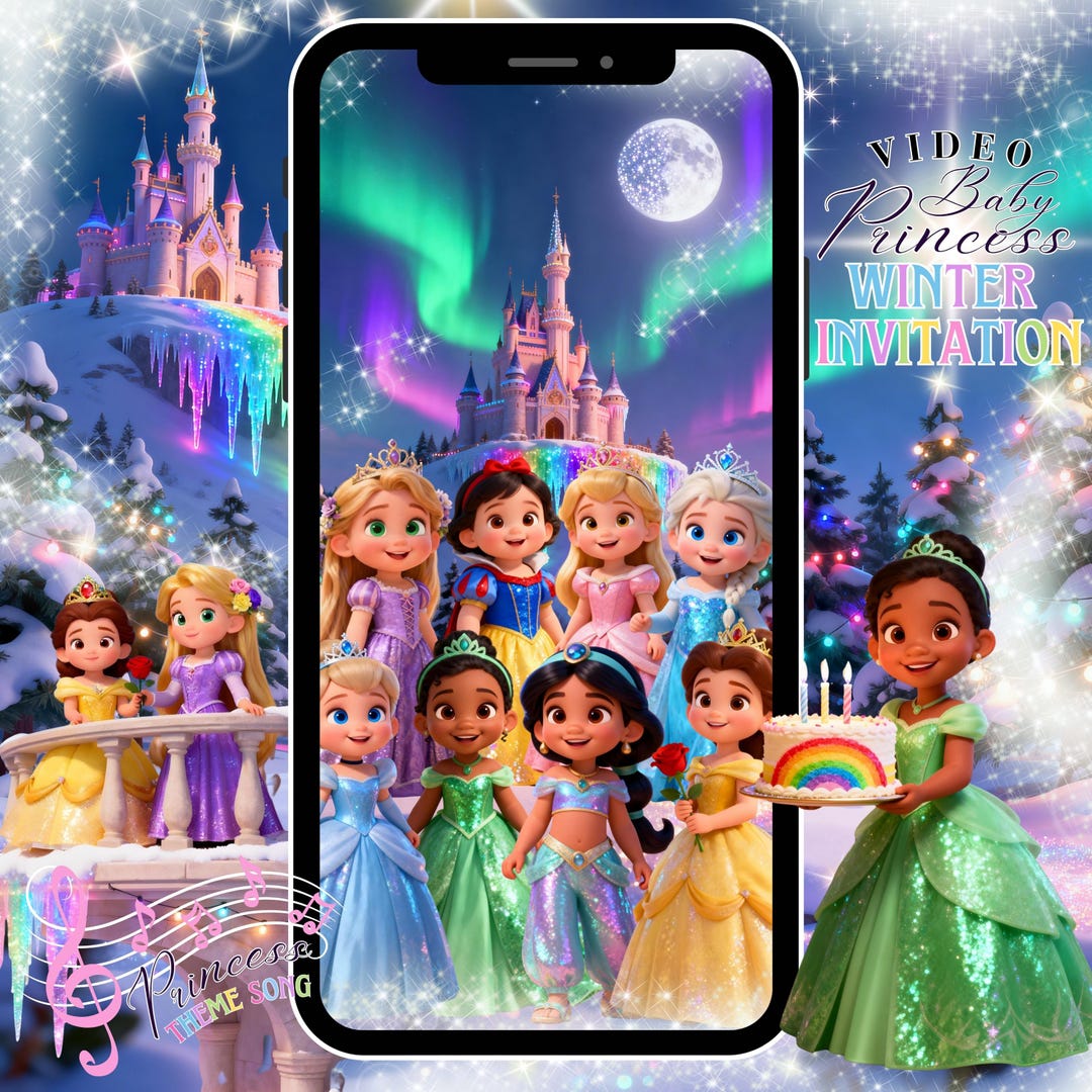Winter Princess Birthday Video Invitation: Animated Little Princesses ...