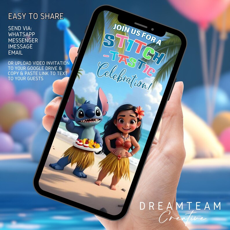Lilo & Stitch Birthday Video Invitation: Editable Animated Summer Evite ...