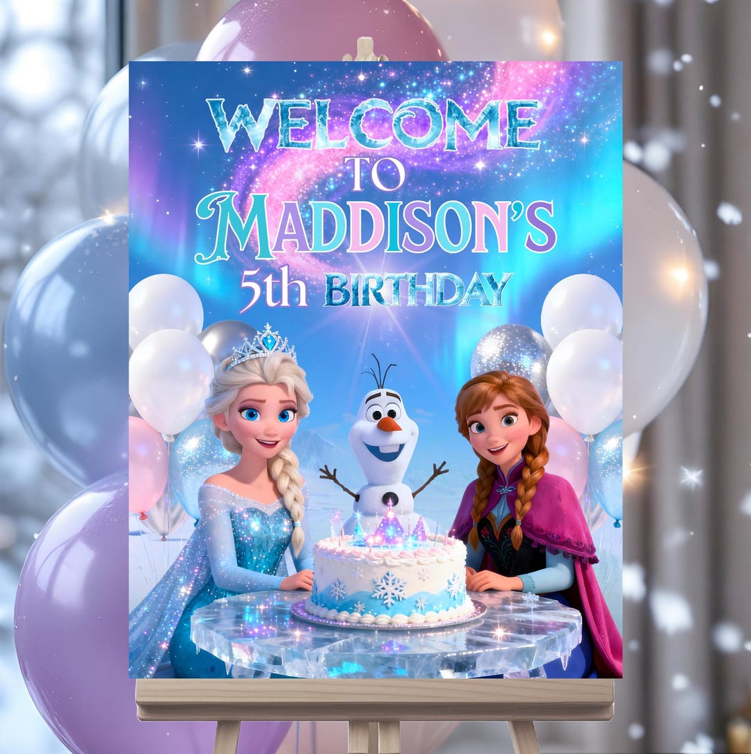 Frozen Birthday Welcome Sign: Princess Elsa Party Decor (instant ...