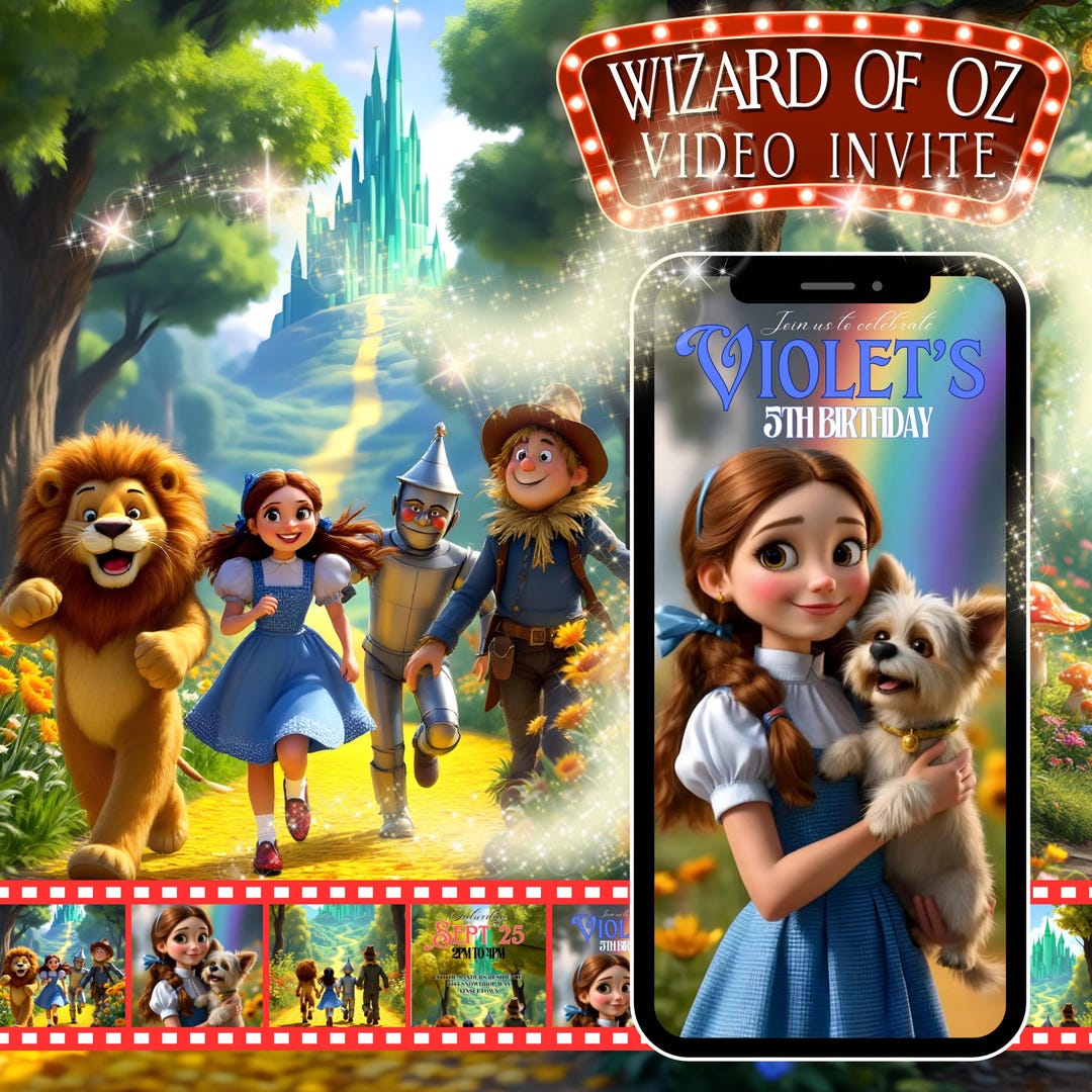 Wizard of Oz Video Invitation: Animated Birthday Evite (MP4 Digital Download - Etsy