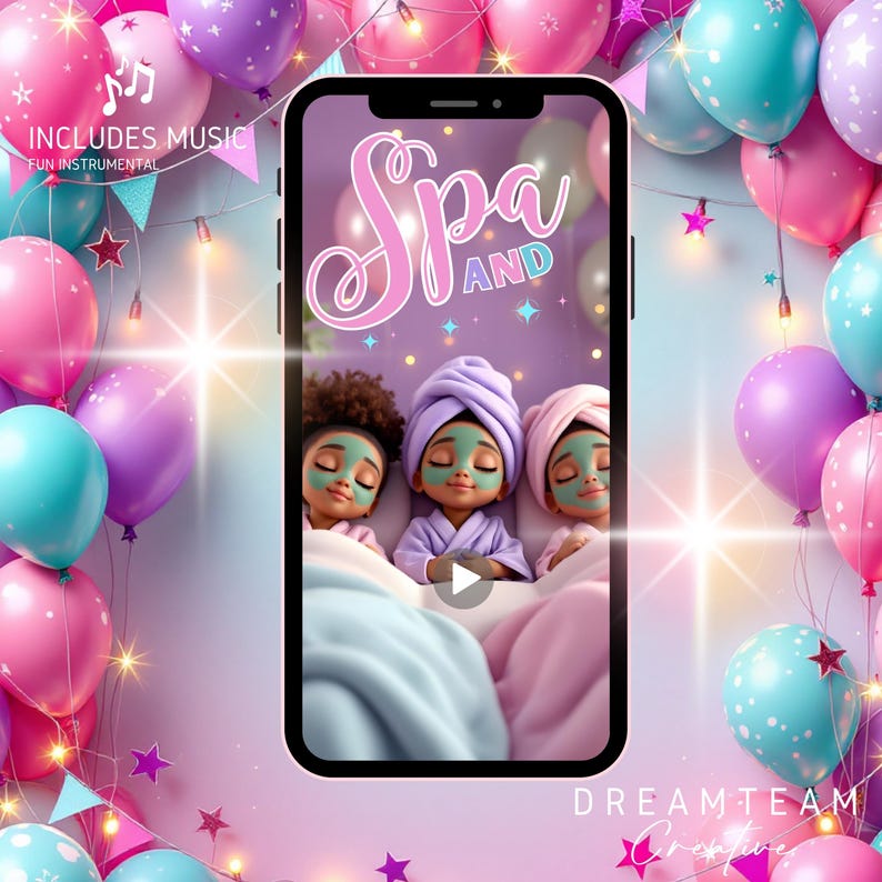 African American Spa Party Video Invitation: Editable Animated Pamper ...