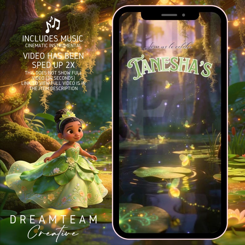 Little Princess Tiana Video Photo Invitation: African American Princess ...