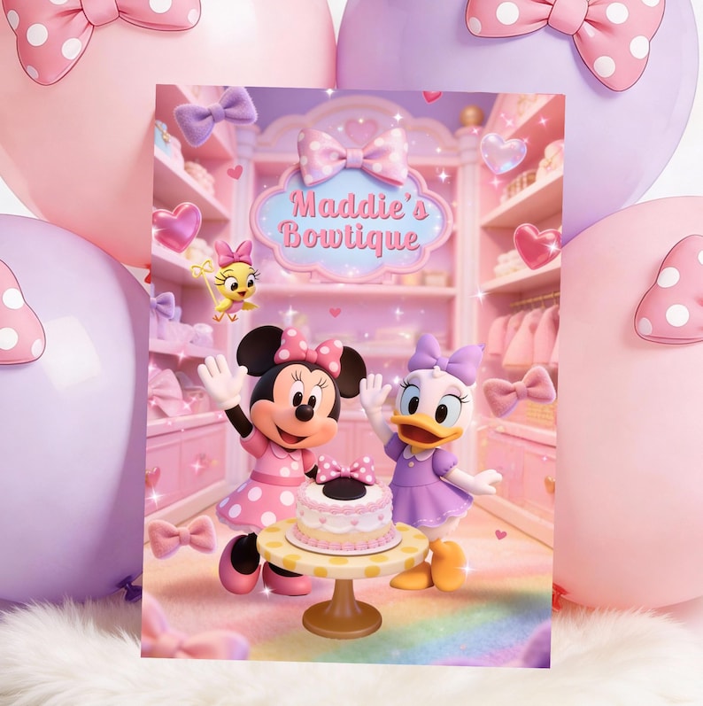 Minnie Bowtique Birthday Invitation Editable Daisy Duck Invite Digital ...