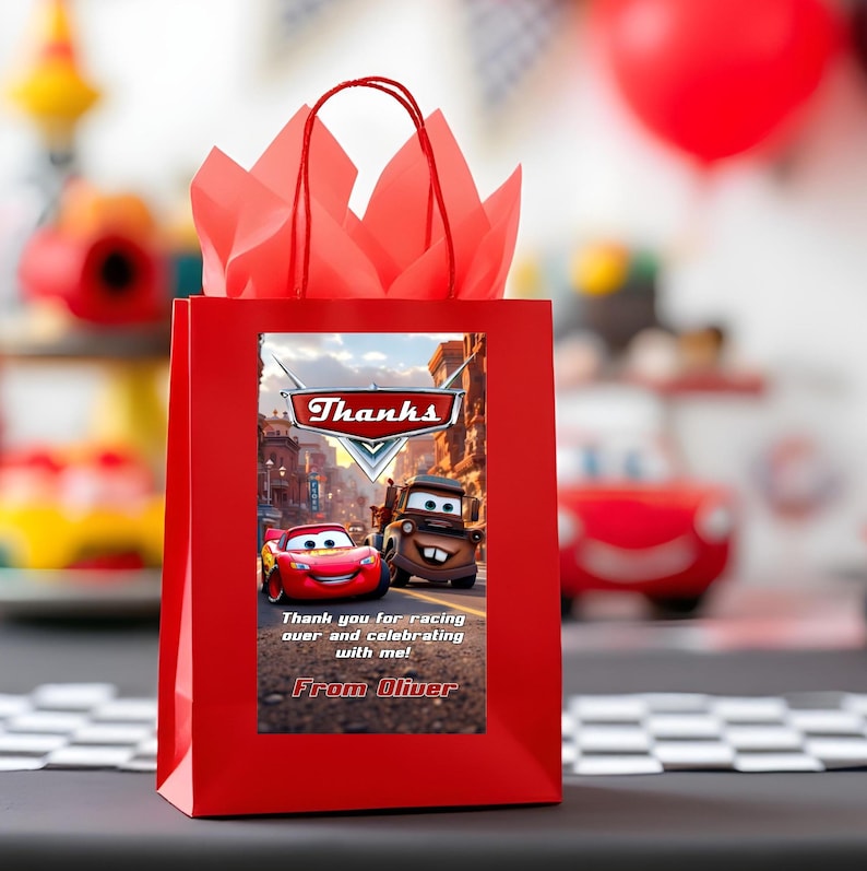 Editable Cars Birthday Favor Tags: Lightning Mcqueen, Mater Gift Tags ...