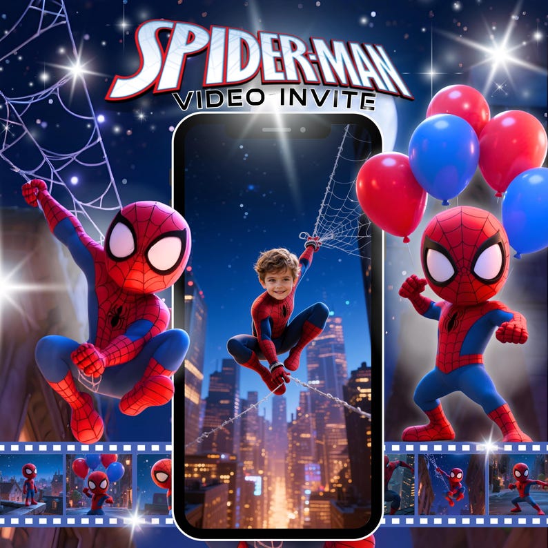 Animated Spiderman Video Invitation | Personalized Video Invite With ...