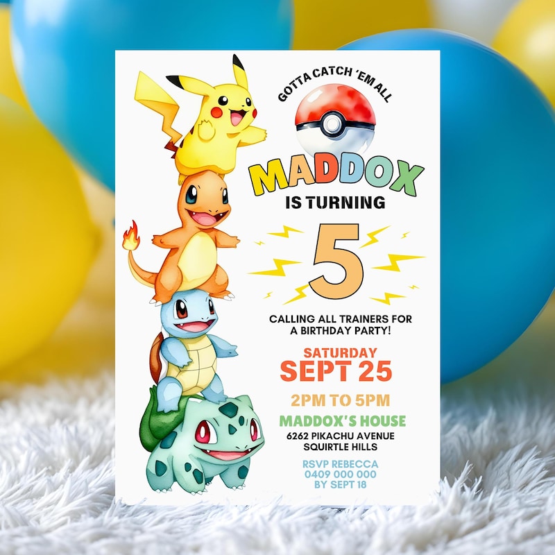 Pokemons Invitations - Etsy