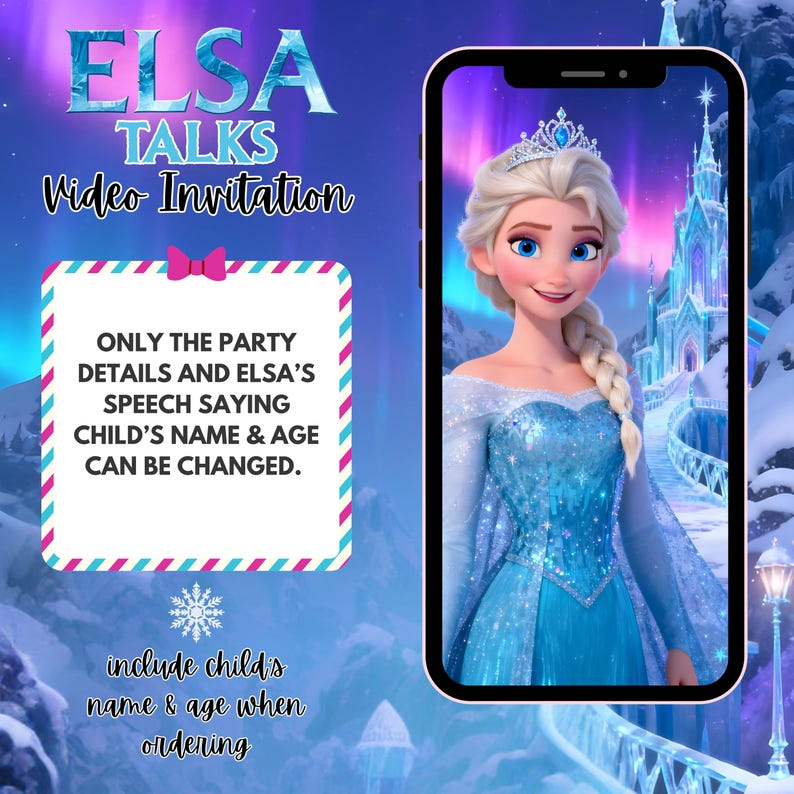 Personalized Frozen Birthday Video Invitation | Elsa Talks Party Invite ...