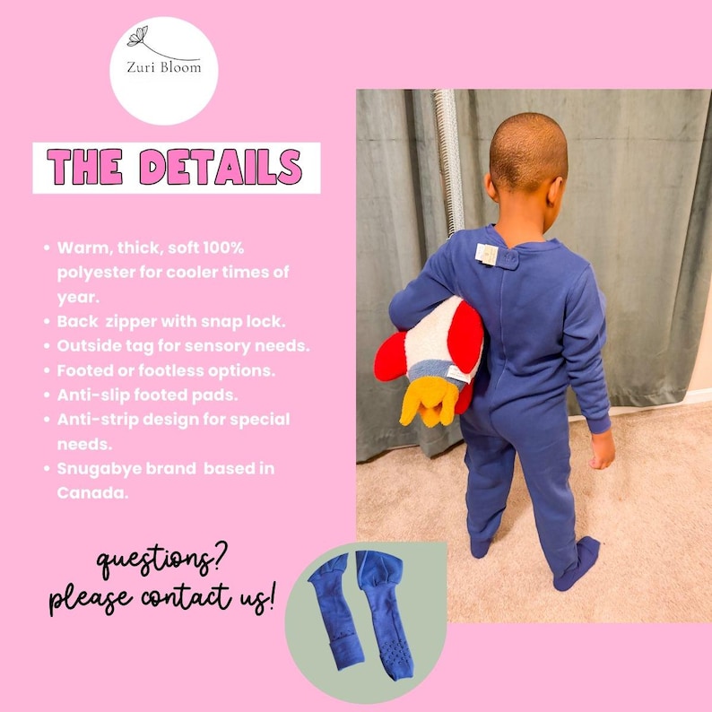 Special Need Back Zipper Pajama Toddler Gift PJ Set Reverse Zip Large ...