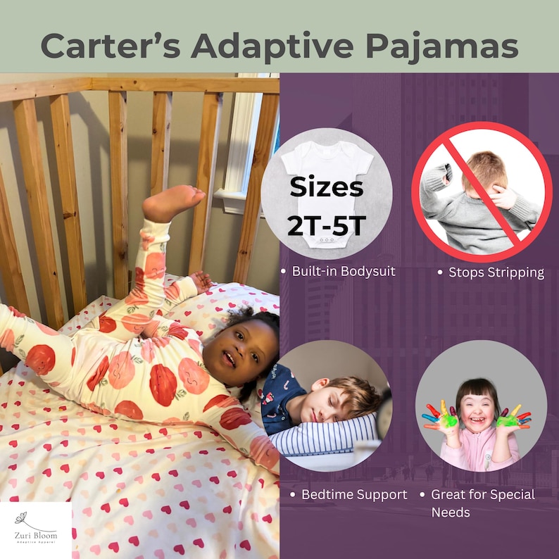 Adaptive Clothing Kid Anti-strip Pajama Easy Dressing Pajama Disability ...