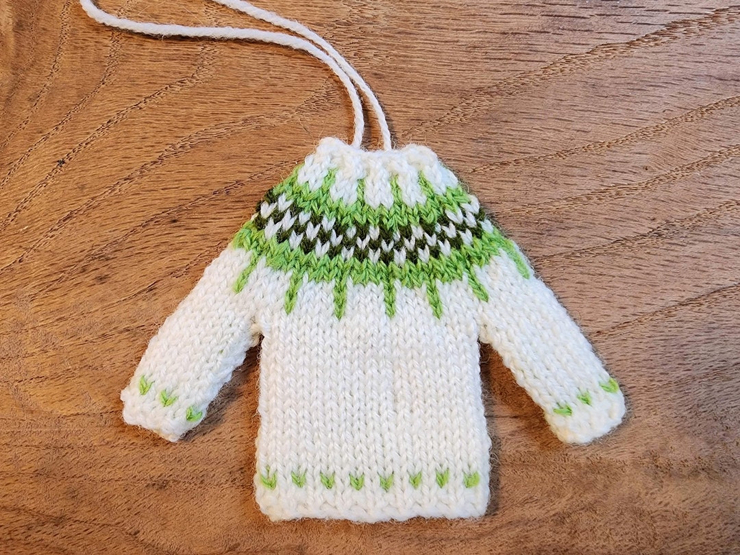Green and White Mini Sweater Ornament - Etsy
