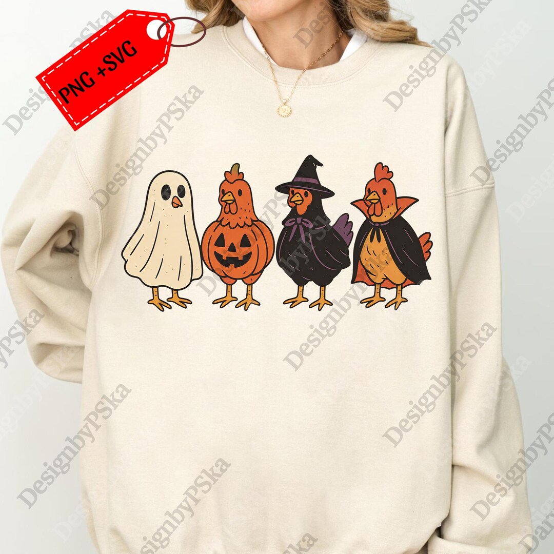 Funny Chicken Witches Halloween Png, Retro Chicken Witch Halloween Svg ...