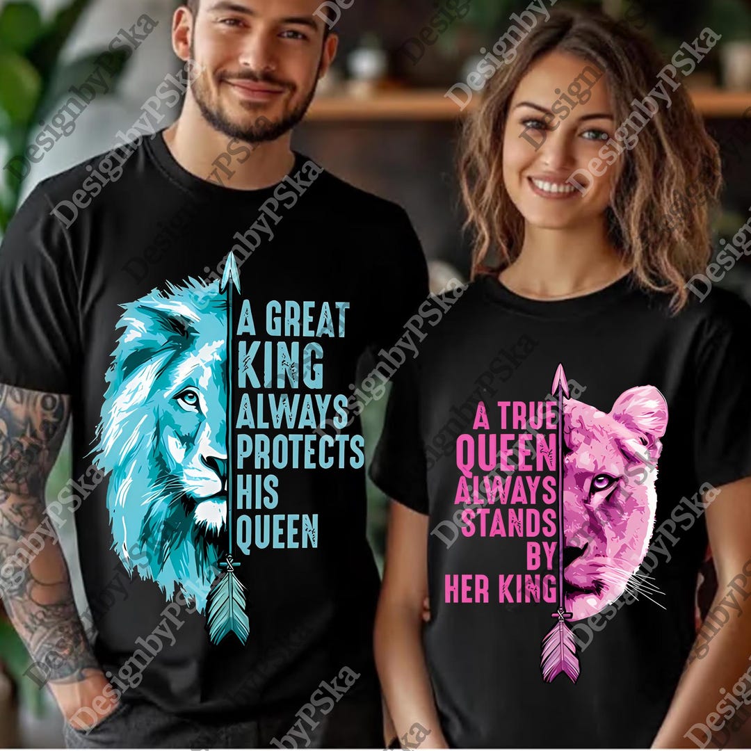 Couple Matching Her King and His Queen Graphic Couple Png, Digital File ...