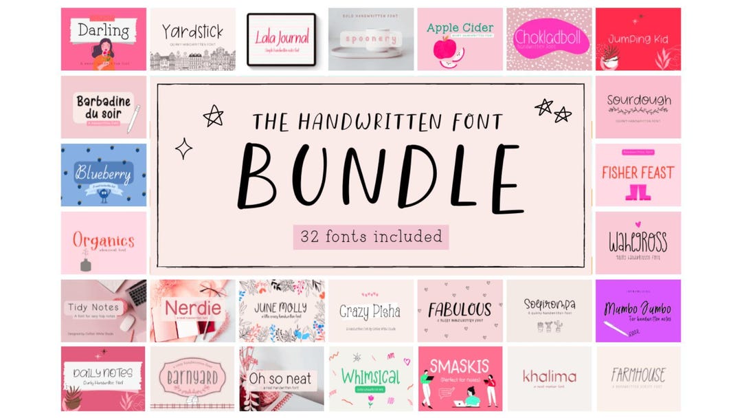 Handwritten Font Bundle| Vintage Canva Fonts| Cricut Silhouette Design ...