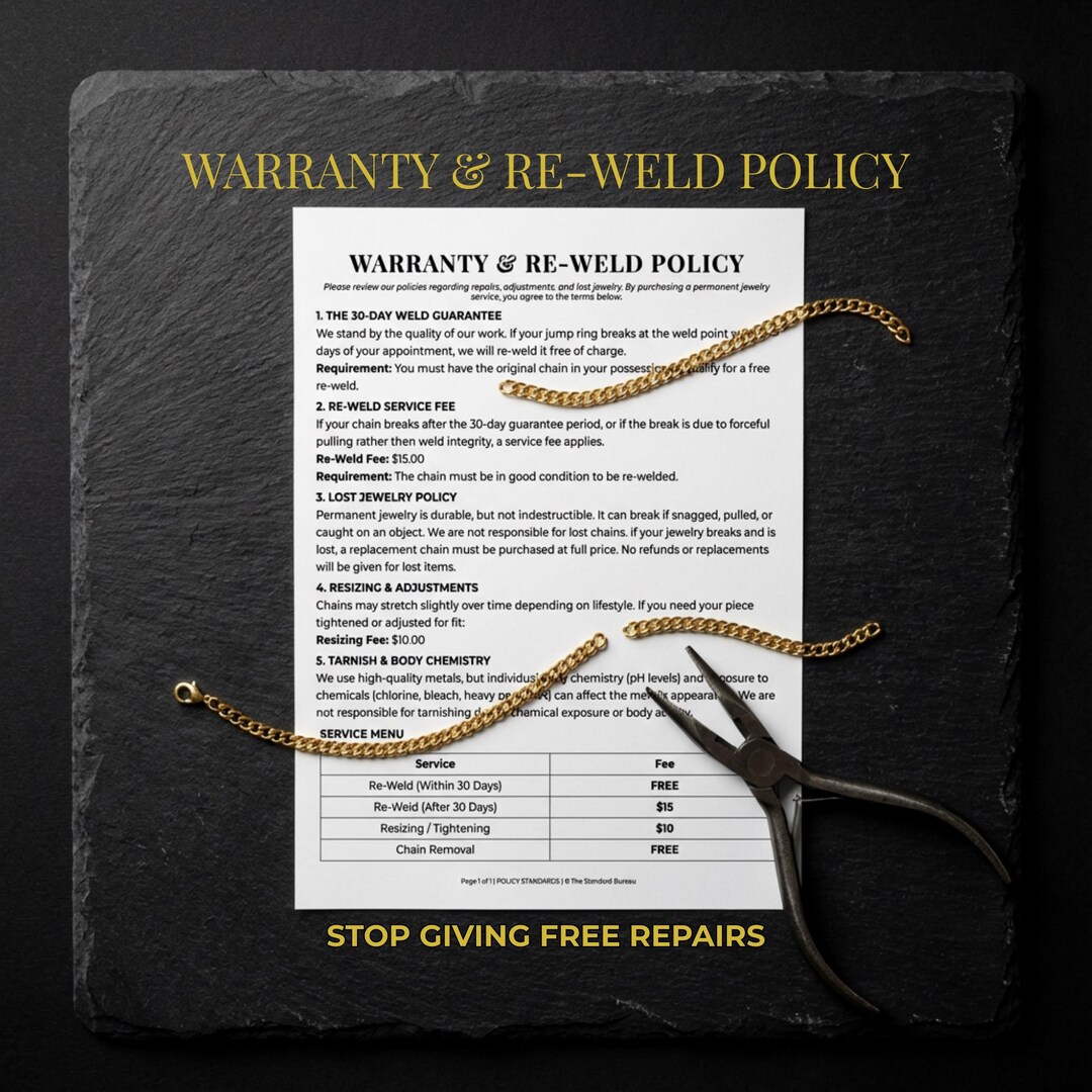 Permanent Jewelry Repair Policy | Warranty Re-weld Form | Lost Item ...
