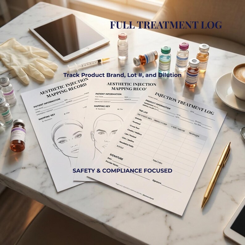 Aesthetic Injection Mapping Record | Botox Filler Face Chart | Nurse ...