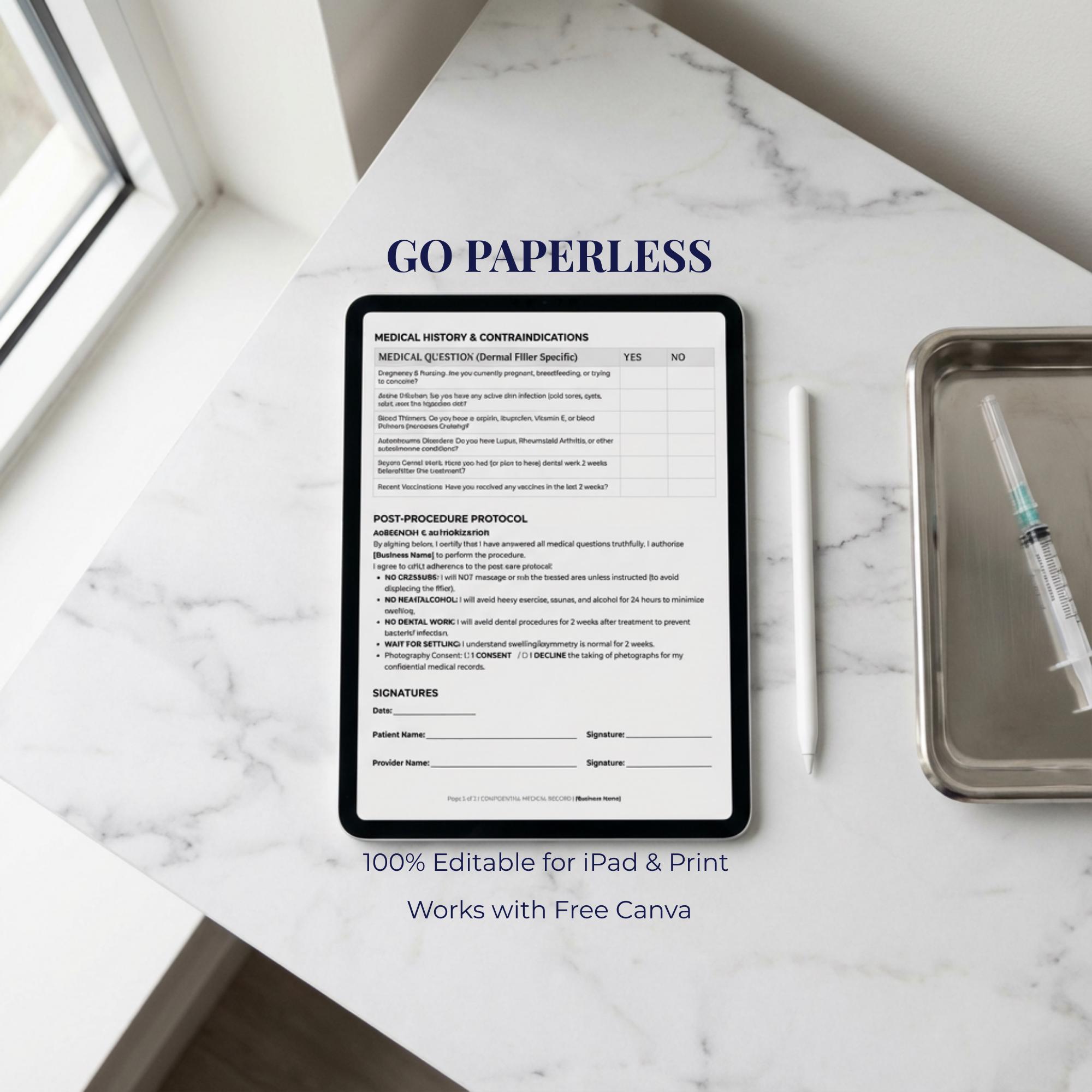 Dermal Filler Consent Form Template | Lip Filler Waiver | Med Spa ...