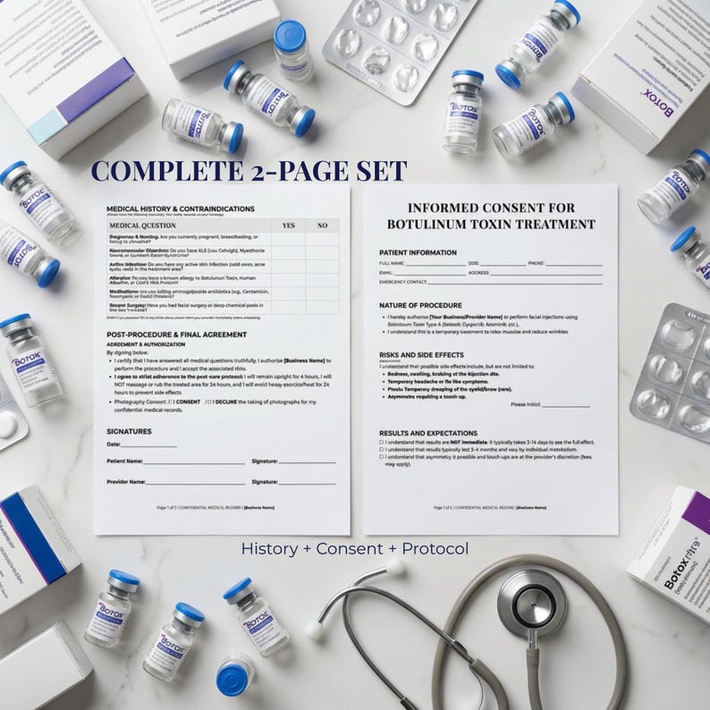 Botox Consent Form Template | Neurotoxin Injection Waiver Form | Med ...