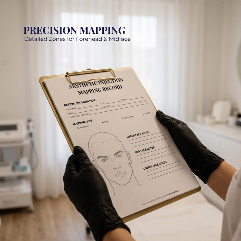 Aesthetic Injection Mapping Record | Botox Filler Face Chart | Nurse ...